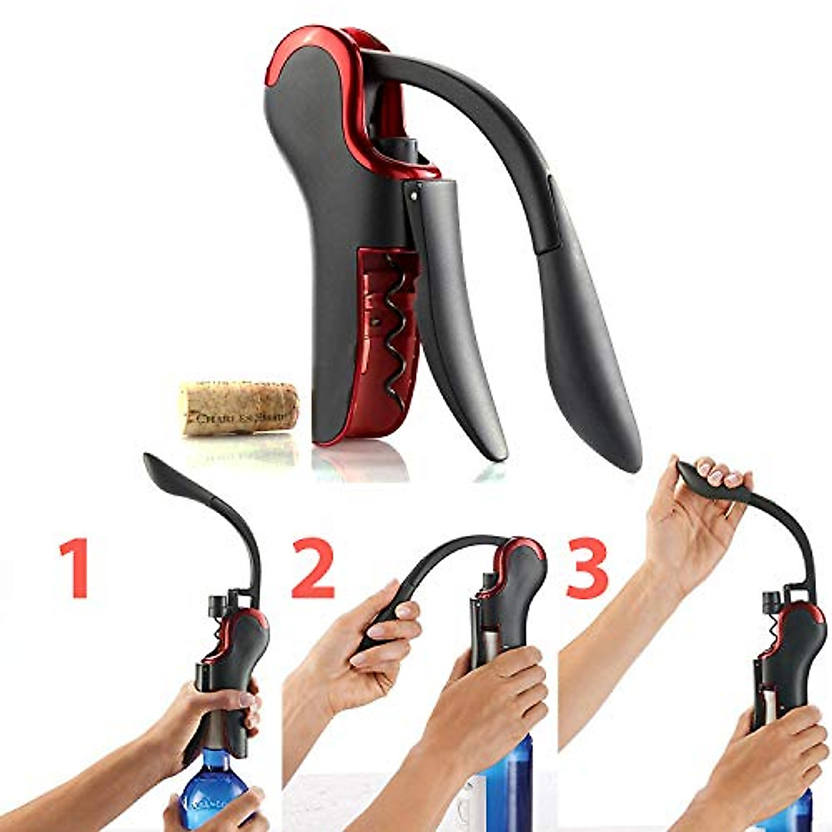 KEISSCO Wine Opener Compact Vertical Corkscrew Wine Bottle Opener with Built-in Foil Cutter