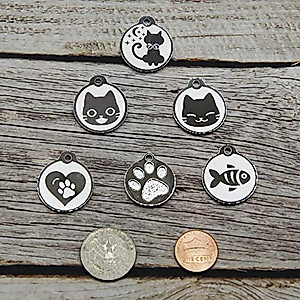 Stainless Steel Cat ID Tags - Engraved Personalized Cat Tags Includes up to 4 Lines of Text with Kitty Shape
