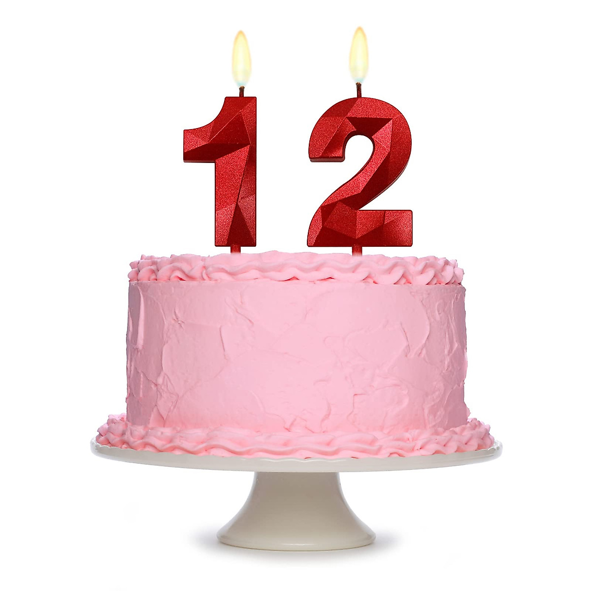 BLUE TOP 4 Inch Birthday Cake Candles Number Candles 3D Design Birthday Candles for Cake,Cake Topper Decoration for Kids,Adults,Party,Anniversary,Milestone Age.(DIY Red Number 4)