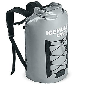 ICEMULE Pro Large Collapsible Backpack Cooler – Hands Free, 100% Waterproof, 24+ Hours Cooling, Soft Sided Cooler for Hiking, Camping, Fishing & Picnics, 23 Liter, Fits 18 Cans + Ice, Grey