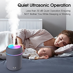 Mini Humidifiers, Cool Mist Humidifier USB Personal Desktop Humidifier with Colorful Night Light, Auto Shut-Off, 2 Mist Modes, Super Quiet (navy)