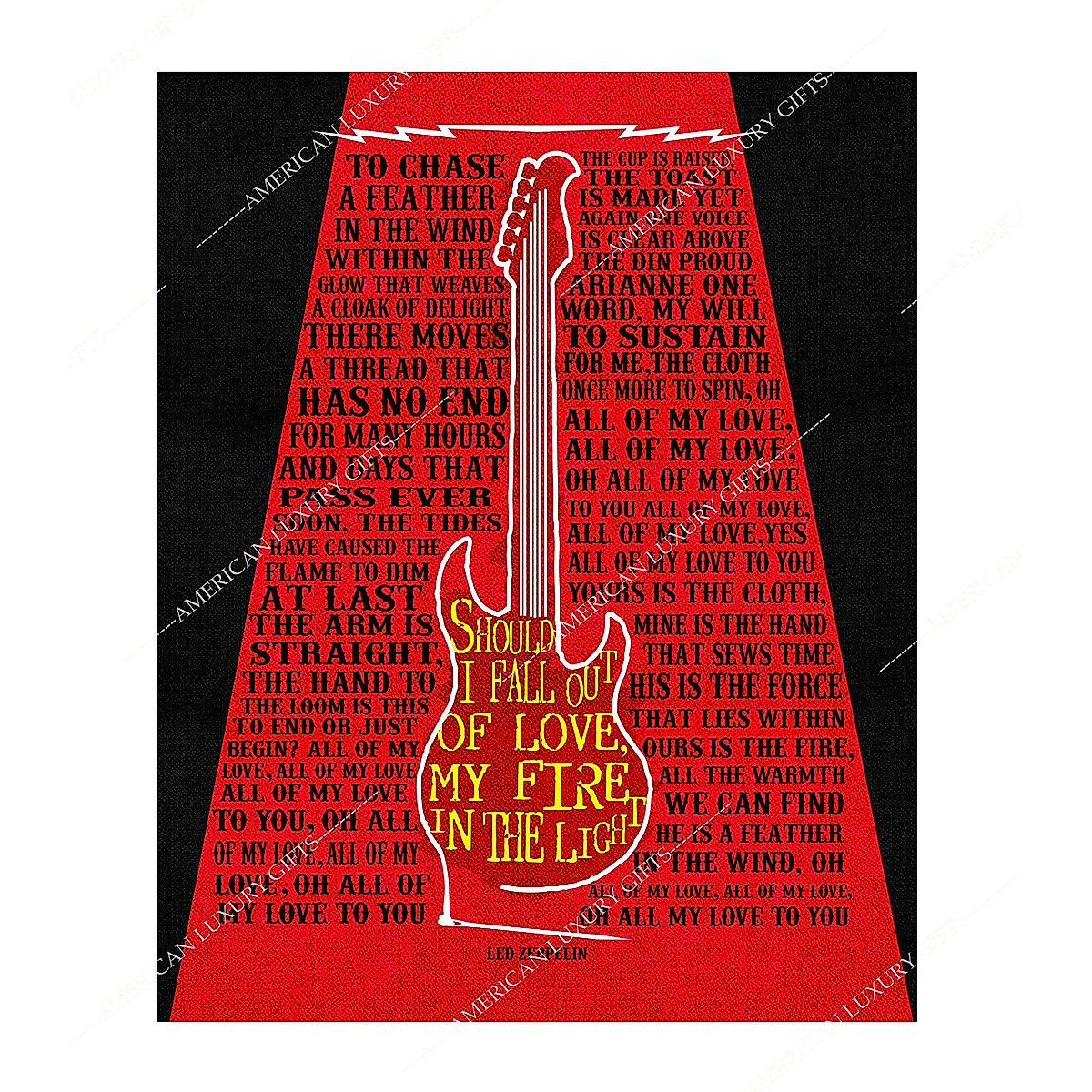 Led Zeppelin - All My Love Song Lyric Wall Art Print, This Ready to Frame Modern Music Wall Art Poster is Perfect For Home, Music Room, Studio, And Living Room Decor Aesthetic - Unframed - 8x10"