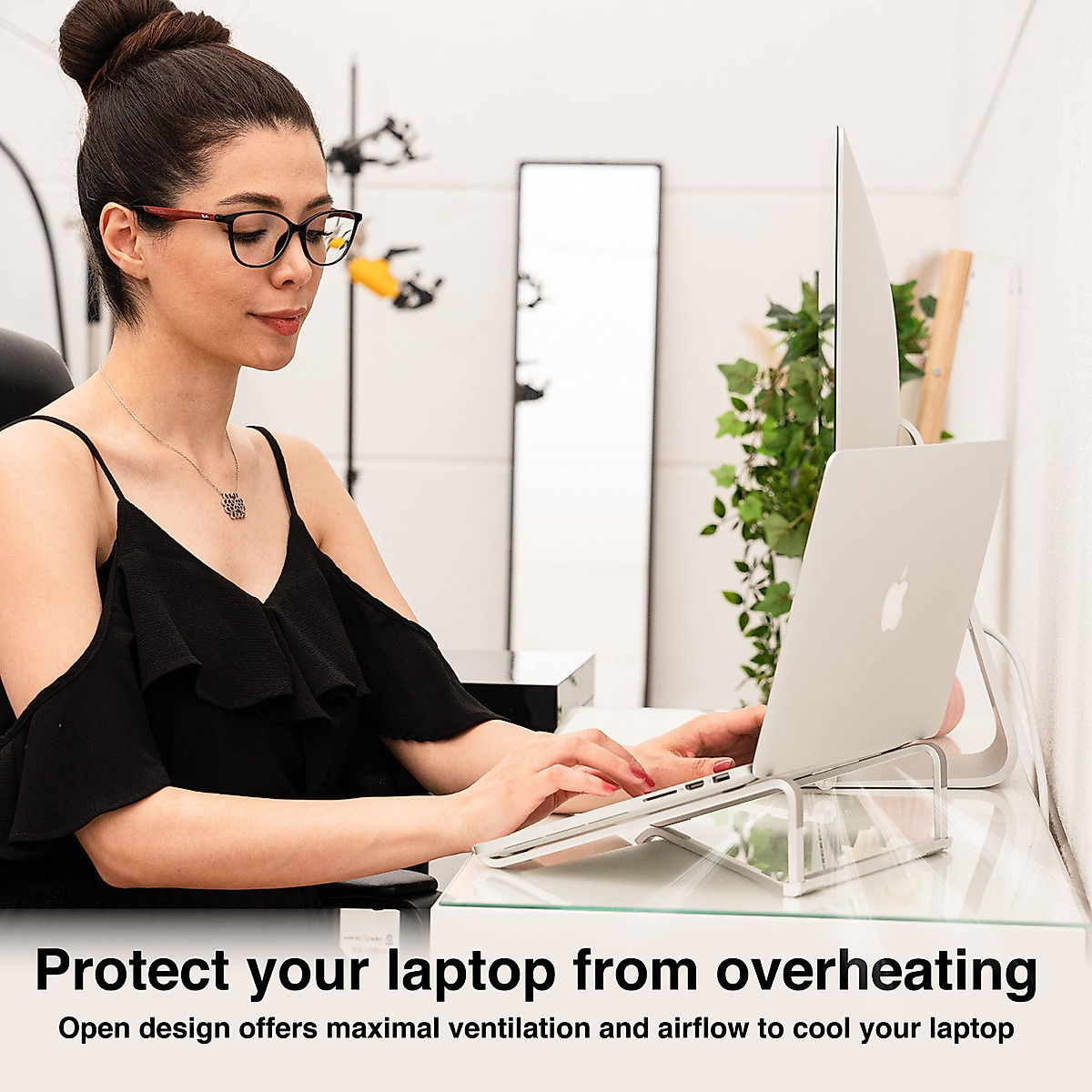 NIFTY TECH Portable Laptop Stand for 13"-18" Laptops, Anti-Slip Aluminium, Ideal for Gamers & Power Users