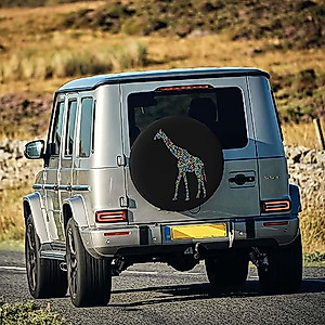 Colorful Landscape Giraffe Funny Tire Cover Universal Fit Spare Tire Protector for Truck, SUV, Trailer, Camper, Rv