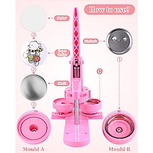 Button Maker Machine Kit: Create Buttons with Multiple Sizes (1+1.25+2.25 inch)! includes 600 Pcs Button Making Supplies, 12 Cartoon Stickers, 3 Pcs Cutter, 1 Magic Book. Button Press for 25/32/58mm