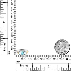 Gem Stone King 1.54 Ct Oval Blue Apatite Sky Blue Aquamarine 925 Silver and 10K Yellow Gold G-H Lab Grown Diamond Women Ring (Size 7)