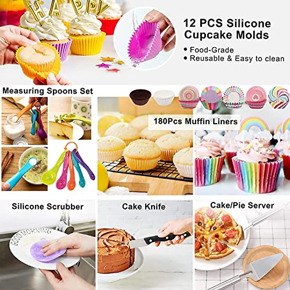 Cake Decorating Supplies 471pcs, Baking Tools Set for Cakes，Cake Turntable, Piping Icing Tips for Beginners or Professional