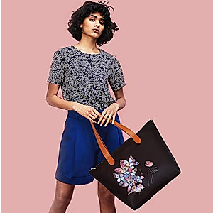 Work Tote bag with Zipper Butterfly bag Shoulder bag Handbag for Women Waterproof Nylon Travel, School, Gifts Y2K Aesthetic (black)