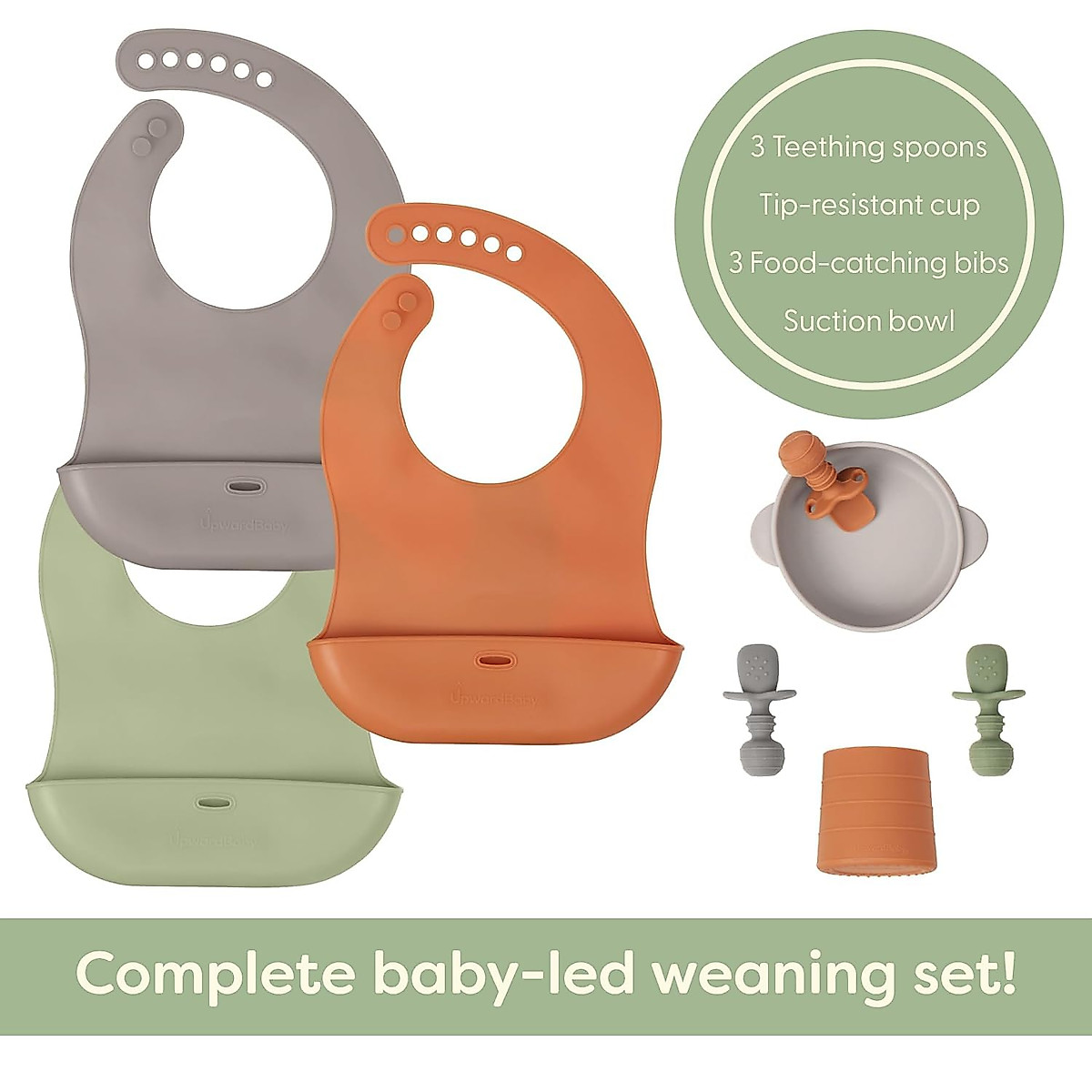 Upward Baby Led Weaning Supplies, Silicone Baby Feeding Set, Baby Feeding Essentials, Baby Led Weaning Set, Baby Eating Essentials, Baby Silicone Feeding Set, Baby Dishes, Toddler Feeding Set