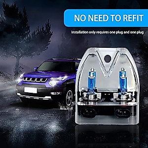 Hawyet 2 PCS 12V 100W Car Halogen Fog Lamp with M Box, Super White Waterproof Automotive Bulb for Low Beam Driving, Universal High Beam Lamp with Plastic Basement (White Light #H11)