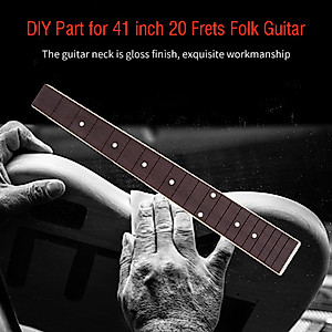 Guitar Neck, Rosewood Fretboard Replacement for 41 Inch 20 Frets Acoustic Guitar Guitar Fretboard Replacement