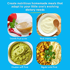 EVLA'S Baby Food Maker, Steamer, Blender, Baby Food Processor for Healthy Homemade Baby Food in Minutes, Touch Screen with 6 Reusable Food Pouches, Baby Registry Essential, Blue