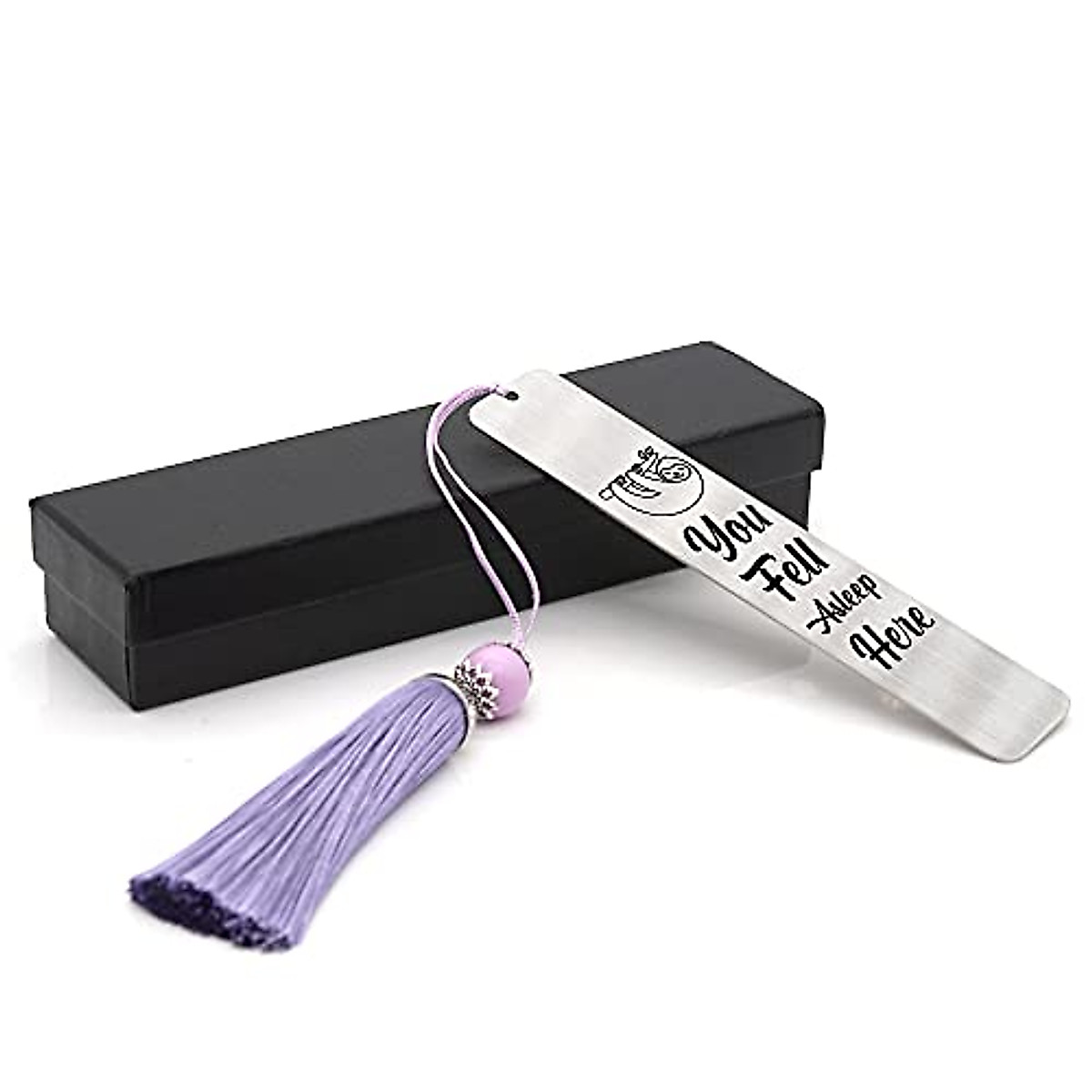 DYJYBMY You Fell Asleep Here, Metal Bookmark, Engraved Bookmark, Teacher Gift, Book Club Gifts, Wedding Party Gift, Gift for Women Men Book Lover Friends Librarian