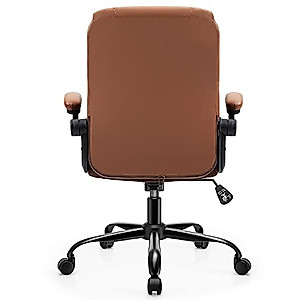 JFGJL Brown Executive Office Chairs PU Leather Computer Desk Chair Extra