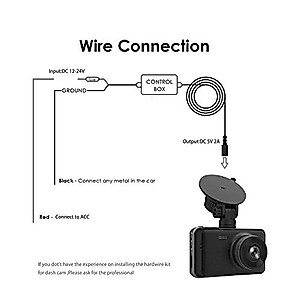 Dash Cam Hardwire Kit 12-24V to 5V / 3A, Micro USB & Mini USB Hard Wire Kit Fuse for Dashcam, Dash Camera Charger Power Cord, （ 13ft