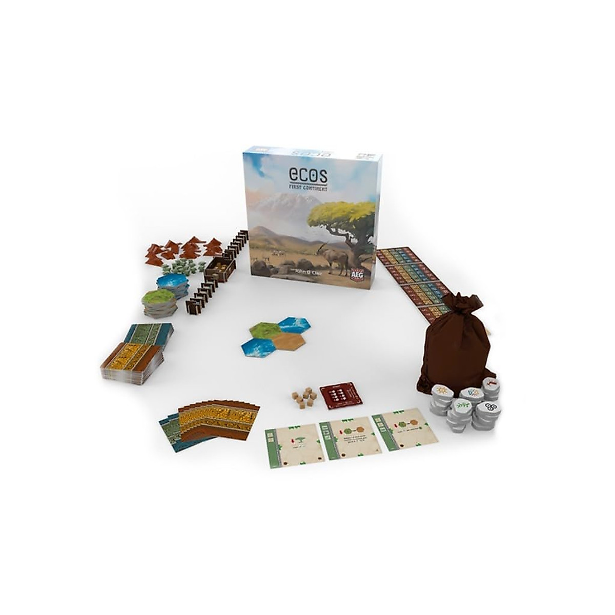 Ecos: The First Continent Board Game, Build Nature and Animals, Unique Mechanics, Challenging Strategy, Ages 14+, 2-6 Players, 45-75 Min, Alderac Entertainment Group (AEG)