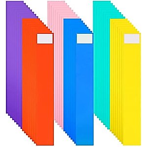 Library Book Dividers for Shelves with Stickers, Library Shelf Markers Assorted Colored Book Shelf Dividers Plastic Shelf Marker Flexible Book Shelf Marker Set for Classroom Supplies (48 Pieces)