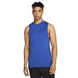 Nike Pro Dri-Fit Men's Slim Fit Sleeveless Top (as1, Alpha, l, Regular, Regular, Game Royal/Black/Black)