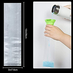 200 Pcs Popsicle Bags, Plastic Freeze Ice Pop Bags, Disposable Popsicle Bags with Funnel, Ice Candy Bags for Making Ice Pop, Yogurt, Ice Candy(3 x 10 In)