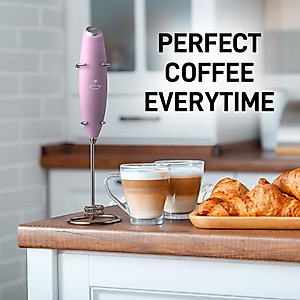 Zulay Double Whisk Milk Frother Handheld Mixer- High Powered Frother For Coffee With Improved Motor - Electric Whisk Drink Mixer For Cappuccino, Frappe, Matcha & More, Twin Whisk (Cotton Candy)