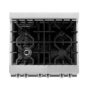 ZLINE 30 in. 4.0 cu. ft. Legacy Dual Fuel Range with 4 Burner Gas Cooktop and Electric Convection Oven in Stainless Steel and Black Matte Door (RA-BLM-30)