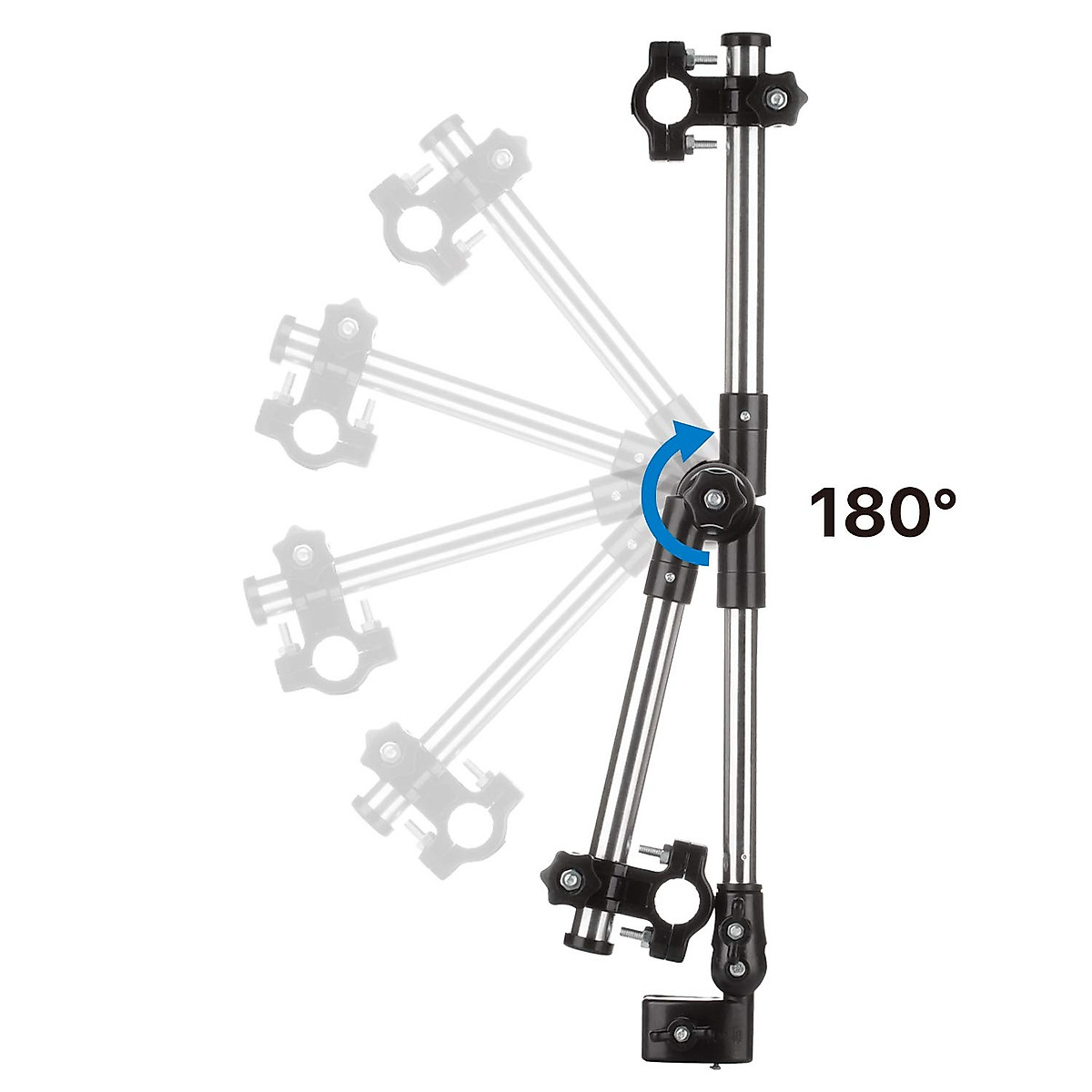 Flexzion Bicycle Umbrella Mount Holder, Swivel Connector Handlebar Frame Stand, Adjustable 2 Section Tube Handle, Outdoor Sports Accessories for 0.67~0.9 inch Handlebar Bike Baby Stroller Wheelchair