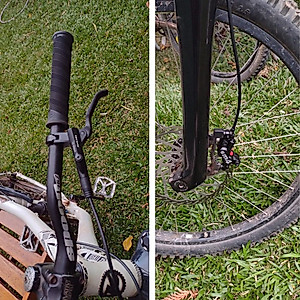 JFOYH 4-Piston MTB Hydraulic Brake Set with 160mm Floating Disc Rotors, Front and Rear Hydraulic Disc Brake Kit For MTB(Pre-bled, Left-Front/Right-Rear)