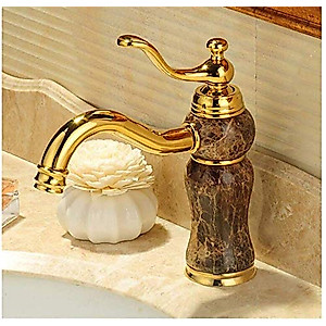 ShiSyan Y-LKUN Modern Double Basin Sink Hot and Cold Water Faucetgold Jade Bathroom Faucet Mixer Single Hole Sink Basin Faucet
