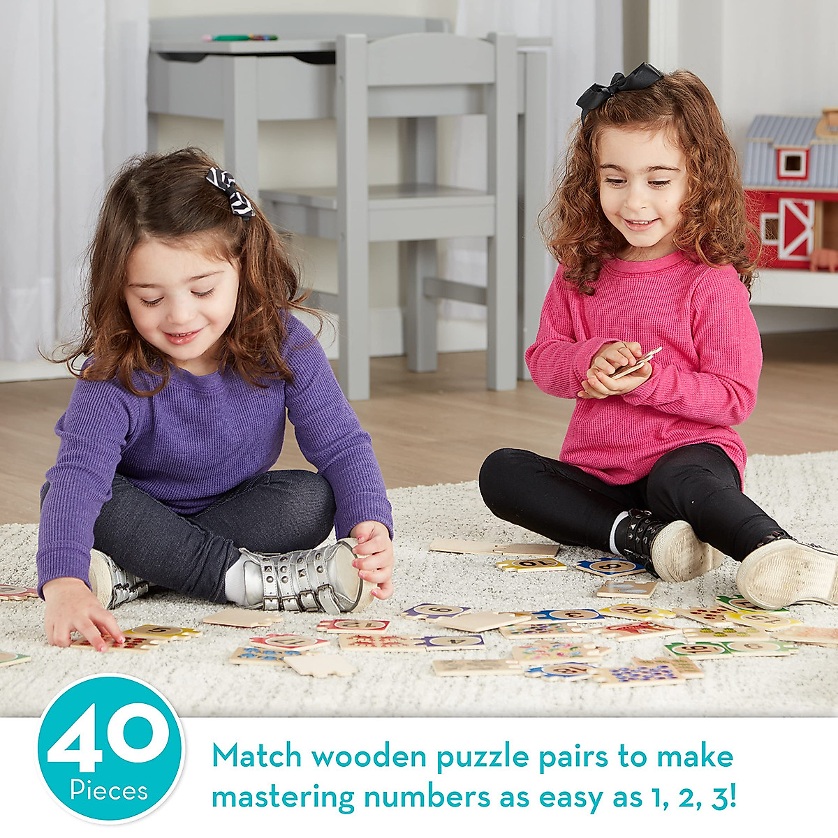 Melissa & Doug Self-Correcting Wooden Number Puzzles With Storage Box (40 pcs)