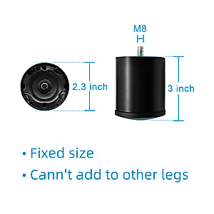 Skuehod 3 Inches Metal Bed Legs Replacement for Electric Adjustable Bed Base Frame, Thick Heavy Duty Bed Frame Support Legs (3 inches, M8 Thread)