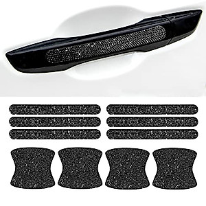 BetterJonny 10PCS Crystal Car Door Handle Scratches Protector, Rhinestone Car Door Handle Stickers Bling Car Door Handle Scratch Protector Stickers for Women and Girls Car Stickers (Black)