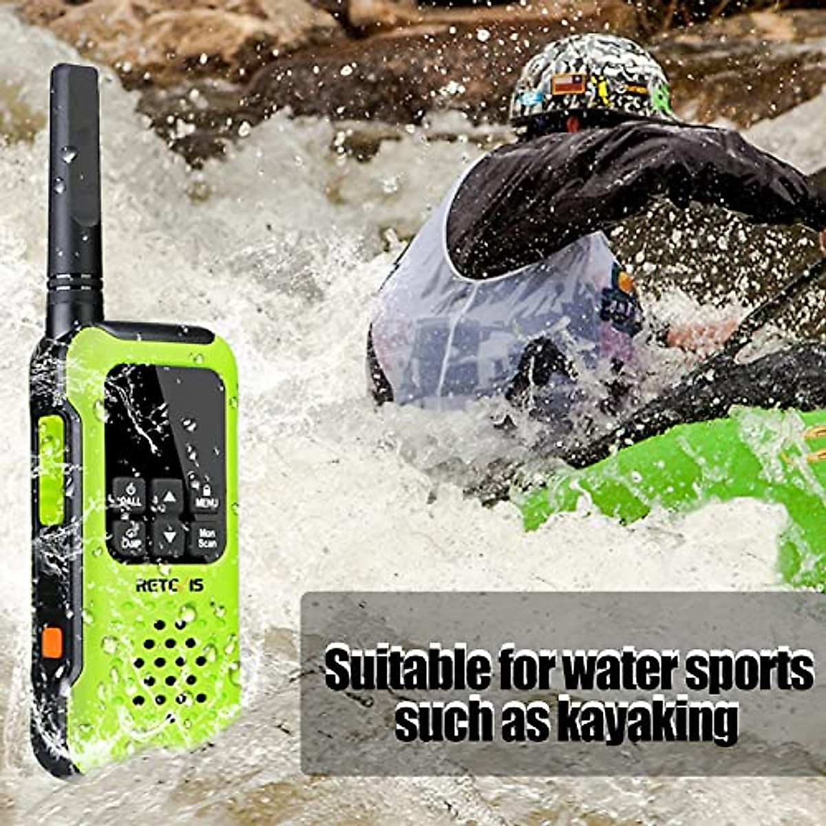 Retevis RT49P Floating Walkie Talkie, IP67 Portable Two-Way Radios, Waterproof Walkie Talkies Rechargeable, NOAA, Flashlight SOS Handheld Radios with Headset for Golf, Fishing, Hunting(4 Pack)