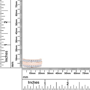 SAVEARTH DIAMONDS Round Cut Lab Created Moissanite Diamond 2-Row Engagement Wedding Band Ring In 10k Rose Gold Jewelry For Women (0.90 Cttw,Clarity - VVS1) Ring Size -4