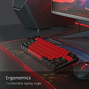 BOYI Wired 60% Mechanical Gaming Keyboard,Mini RGB Cherry MX Switch PBT Keycaps NKRO Programmable Type-C Keyboard for Gaming and Working (Black Red Rose Color,Cherry MX Blue Switch)