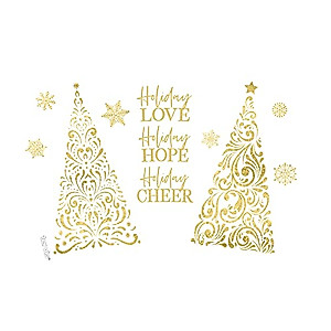 Tervis Made in USA Double Walled Golden Holiday Christmas Insulated Tumbler Cup Keeps Drinks Cold & Hot, 16oz, Clear