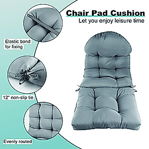 RISELY Chair Cushions for Rocking Chair Back & Seat, High Back Rocking Chair Cushion 44x19x4 inch, Outdoor Seat Back Chair Cushion Sunscreen and Fade-Resistant