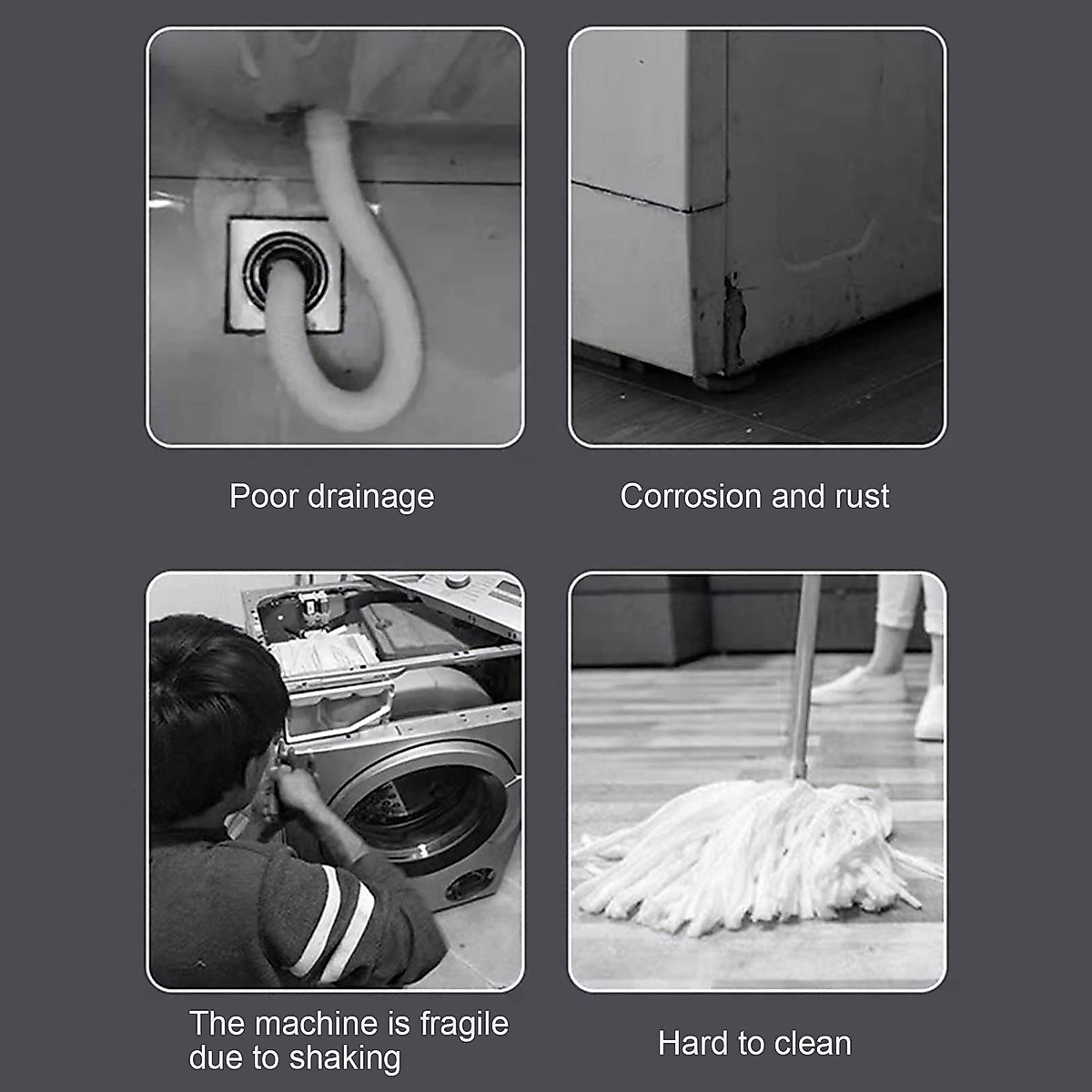 Natudeco Heavy Duty Extensible Appliance Rollers 300KG Retractable Base Appliance Slider Washing Machine Base Fridge Stand Moving Cart for Washer Dryers Furniture