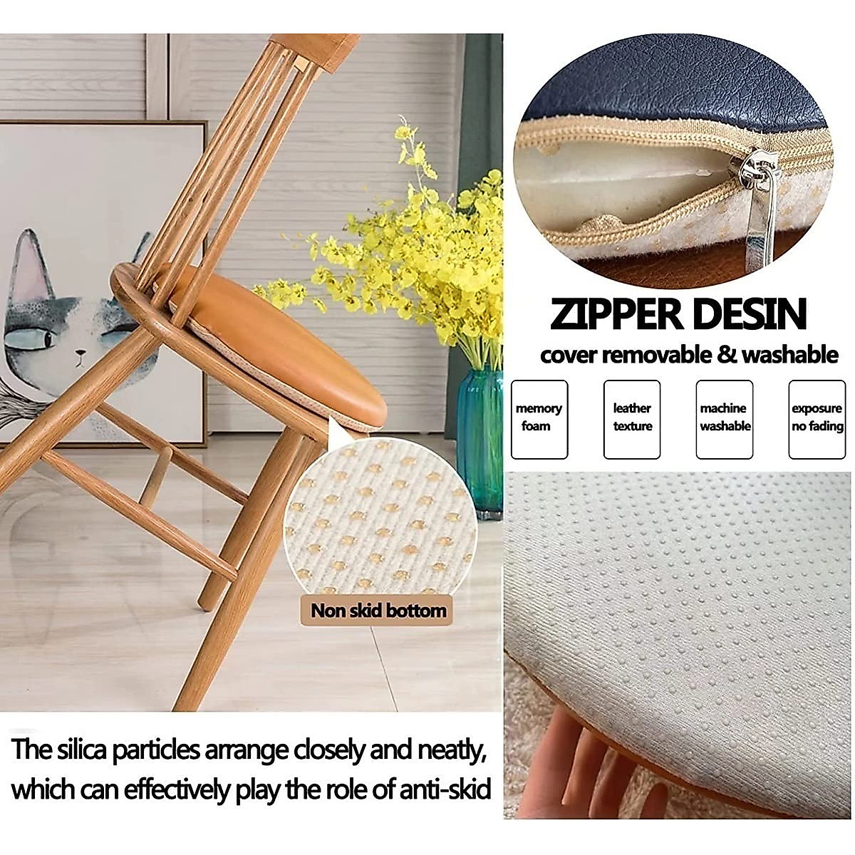 Round Upgrade Memory Foam Seat Cushion,1/2 Packs Round Chair Cushions Leather Waterproof Stool Cushion Detachable Chair Pads Non Slip Home Seat Cushion ( Color : Ivory white , Size : 33cm(Set Of 2) )