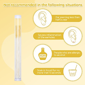 Disposable Earrings Hole Cleaner Floss Ear Piercing Cleaner Piercing Aftercare Piercing Cleaning Line for Girls Women Men Earrings Hole Care Odor Removal (420 Pieces, Yellow)