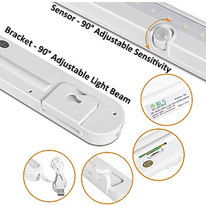 Alivation Closet Lights Battery Operated Led Lights, Motion Sensor Light Indoor Under Cabinet Lights, Under Counter Lights for Kitchen, 3 AA Battery Powered/DC Input Lights, Day & Night Mode, Dimmable