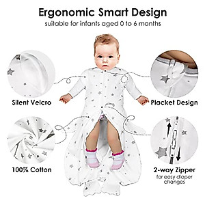 Beberoad Love 2 Pack Baby Sleep Sack - 100% Cotton Wearable Blankets for Newborns -2-Way Zipper for Easy Swaddling - Breathable and Lightweight Sleep Sacks - Suitable for Baby 0-3 Months
