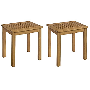 Okemo Set of 2 Outdoor Tables - Weather-Resistant Acacia Wood Side Table Set - Furniture for Patio, Porch, Deck, or Poolside
