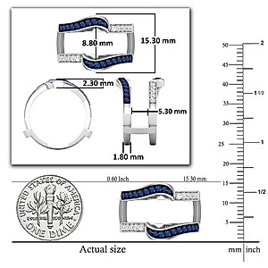 Dazzlingrock Collection Round Blue Sapphire & Diamond Women Knott Style Wedding Band Enhancer Guard Ring, 10K White Gold, Size 8
