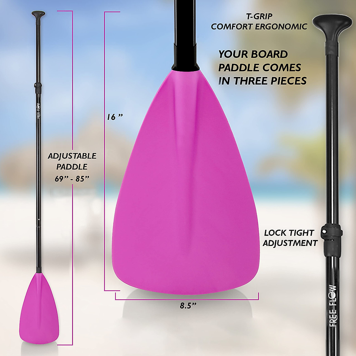 SereneLife Stand Up Paddle-Board Adjustable Paddle - Adjustable Water Paddle Oar for SLSUPB145 Free-Flow Inflatable SUP Stand Up Water Paddle-Board PRTSLSUPB145PDL