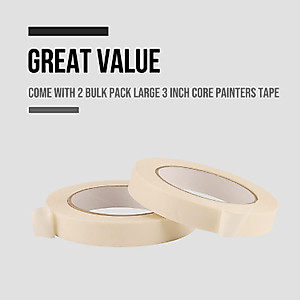 Lichamp Masking Tape 3/4 inch, 2 Pack General Purpose Masking Tape, White Masking Paper for Painting, Arts, Crafts, 3/4 inch x 55 Yards x 2 Rolls (110 Total Yards)