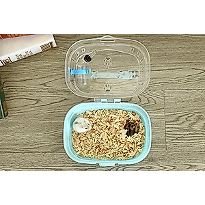 Portable Carrier Hamster Carry Case Cage with Water Bottle Travel&Outdoor for Hamster Small Animals (Blue)
