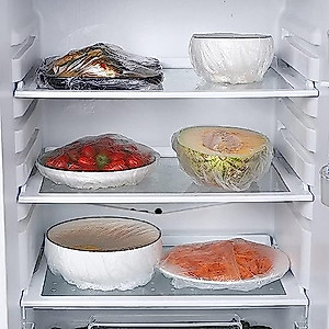 Glorihoby Fresh Keeping Bags， Fresh Keeping Caps, Reusable Elastic Food Storage Covers, Plastic Adjustable Sealing Bowl Lids,Stretch Wrap Food Covers for Outdoor Picnic Kitchen (200Pcs)