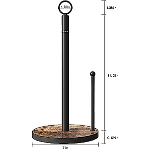 OROPY Paper Towel Holder Countertop with Heavy Duty Wood Base, Farmhouse Paper Towel Roll Stand for Kitchen Counter fits Standard and Jumbo Size Paper Towels (Brown - Easy to Tear)