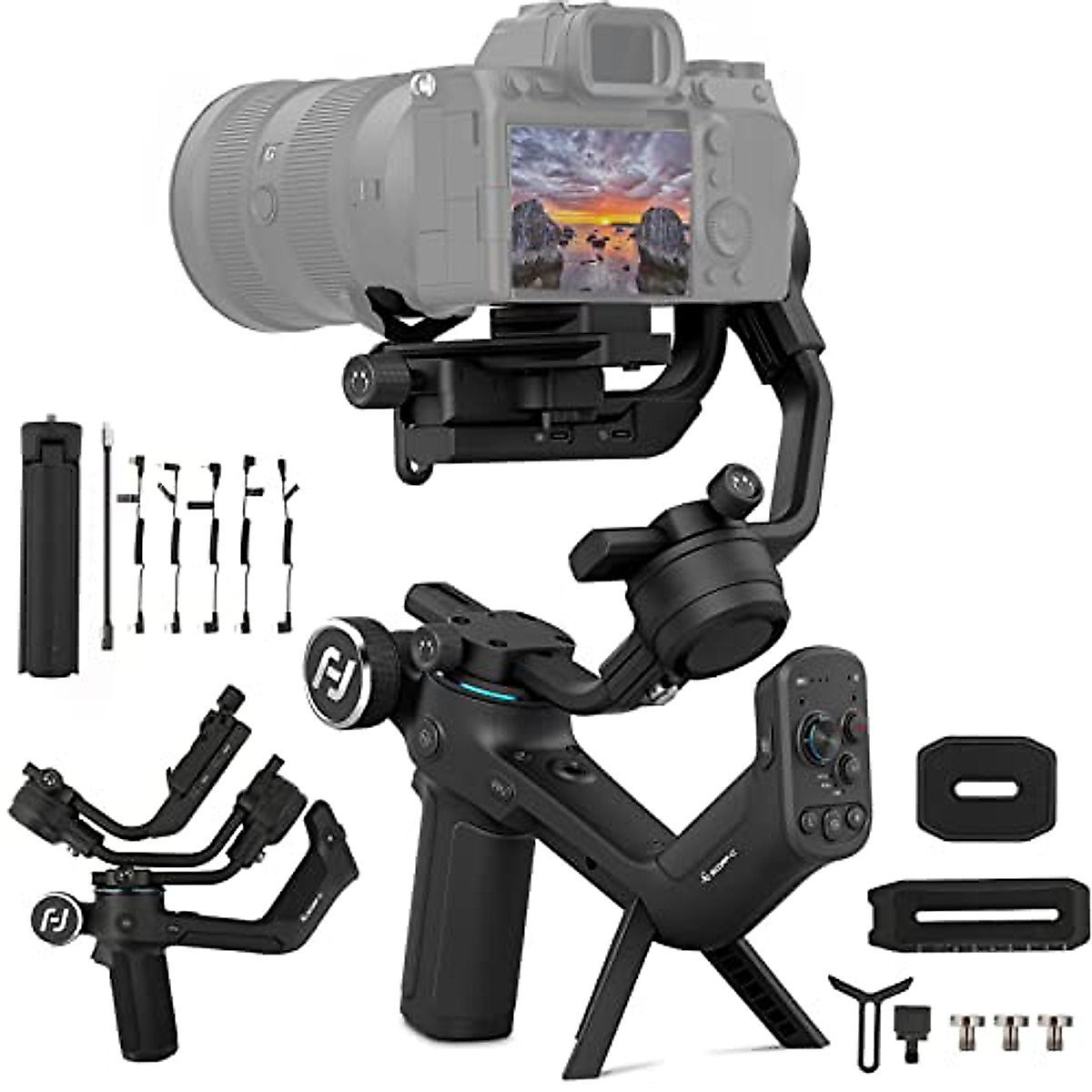 FeiyuTech SCORP-C Camera Gimbal Stabilizer for DSLR and Mirrorless Cameras,Camera Handheld Gimbal 3-Axis, 5.51lbs Payload for Sony/Canon/Panasonic/Lumix/Nikon/Fujifilm,with Tripod