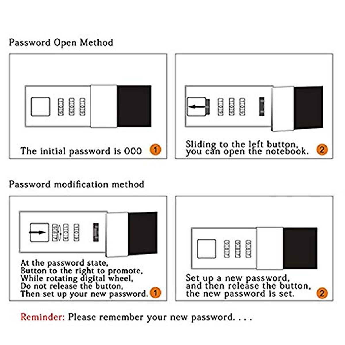 ADELA BOUTIQUE PU Leather Journal Digital Password Notebook Combination Lock Diary